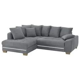 Ecksofa Inosign "Nikita II, L-Form" Sofas Gr. B/H/T: 243cm x 88cm x 190cm, Soft clean, Ottomane links, Polsterecke mit Kaltschaum und RGB-LED Beleuchtung inkl. Fernbedienung, grau (novaclean avanti 1 stone) mit Kaltschaum, RGB-LED Beleuchtung, wahlweise Bett, Bettkasten