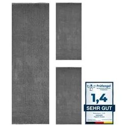 Bettumrandung ANDIAMO "Arezzo" Gr. B/L (Brücke): 60cm x 110cm (2 St.) B/L (Läufer): 80cm x 200cm (), rechteckig, grau (anthrazit) Uni Farben, weicher Flor, waschbar, ideal im Wohnzimmer & Schlafzimmer