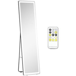 HOMCOM 2 in 1 Standspiegel, Ankleidespiegel, Ganzkörperspiegel mit LED, Silber