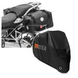 Set: Motorrad Satteltaschen Wasserdicht RB25 mit Rollverschluss Bagtecs mit Motorrad Abdeckplane BC1 XXL Abdeckhaube sw