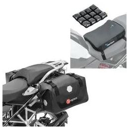 Set: Motorrad Satteltaschen wd. RB25 mit Rollverschluss Bagtecs mit Luftkissen Air Deluxe S Komfort Sitzkissen sw