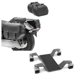 Set: Motorrad Satteltaschen R/L Kentucky 30Ltr Chopper sw Craftride mit Rangierhilfe Easy Mover II bis 400kg grau