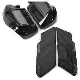 Set: Beinschild passend für Harley Davidson Touring Modelle 14-24 Craftride belüftet schwarz + Seitenkoffer Organizer WL passend für Harley Davidson 14-24 Satteltaschen Innenwand Craftride schwarz