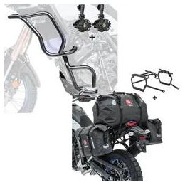 Set: Set Sturzbügel oben unten + Scheinwerfer passend für Yamaha Tenere 700 19-24 Motoguard schwarz + Satteltaschen Set WP8 passend für Yamaha Tenere 700 19-24 mit Hecktasche und Kofferträger Bagtecs