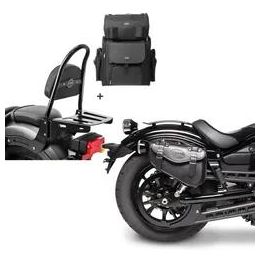 Set: Sissybar CSM + Hecktasche passend für Honda Rebel 500 CMX 17-24 mit Gepäckträger Craftride + Satteltasche Honda Rebel 500 CMX Craftride Arizona 3Ltr rechts in schwarz