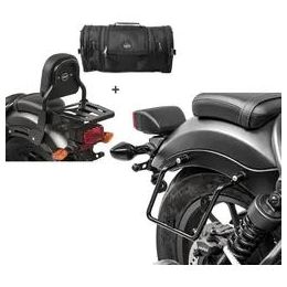 Set: Sissybar XS3 + Hecktasche RB1 passend für Honda Rebel 500 CMX 17-24 mit Gepäckträger Craftride + Satteltaschenhalter passend für Honda Rebel 500 CMX 17-24 rechts Satteltaschen Abstandshalter Craftride