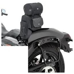 Set: Sissybar Tasche passend für Kawasaki Vulcan S / Café Hecktasche Craftride SXL mit Gepäckrolle + Satteltaschenhalter passend für Kawasaki Vulcan S / Café 15-24 links Satteltaschen Abstandshalter Craftride