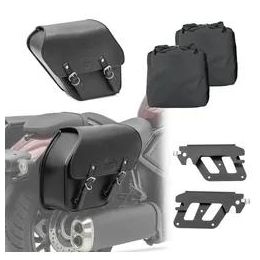 Set 2x Satteltasche + Halter passend für Chopper / Custombikes Sport 98-05 Craftride FRG-P