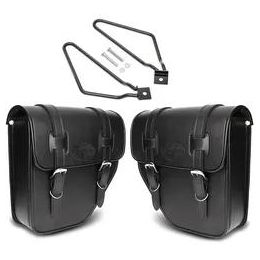 Set 2x Satteltaschen + Halter passend für Chopper / Custombike Sport Craftride Texas schwarz CB36200