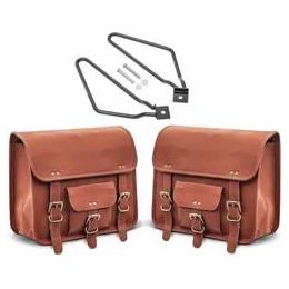 Set 2x Satteltaschen + Halter passend für Triumph Scrambler / 1200 XC / XE Craftride SV1 braun