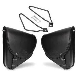 Set 2x Satteltaschen + Halter passend für Chopper / Custombike Craftride Indiana schwarz CB36236