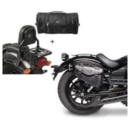 Set: Sissybar XS3 + Hecktasche RB1 passend für Honda Rebel 500 CMX 17-24 mit Gepäckträger Craftride + Satteltasche Honda Rebel 500 CMX Craftride Arizona 3Ltr rechts in schwarz