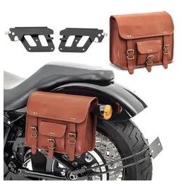 Set 2x Satteltaschen mit Halter QL passend für Honda Rebel 500 CMX 17-24 Craftride SV1-braun links-rechts