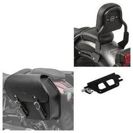 Set: Satteltasche passend für Honda Rebel 500 CMX 17-24 mit Halter abnehmbar links Fargo 13l Craftride + Sissy Bar XS3 passend für Honda Rebel 500 CMX 17-24 schwarz Craftride