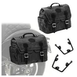 Set 2x Satteltaschen mit Halter passend für Kawasaki Vulcan S 15-24 Craftride CV1F-schwarz links-rechts