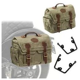 Set 2x Satteltaschen mit Halter passend für Yamaha XV 950 14-20 Craftride CV1F-army green links-rechts