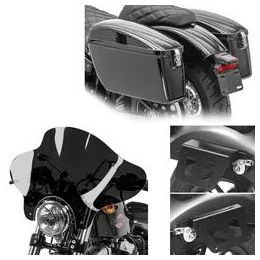 Set: Seitenkoffer passend für Honda Rebel 500 CMX 17-24 mit Halter abnehmbar Satteltasche Dallas Craftride + Windschild Batwing passend für Honda Rebel 500 CMX 17-24 Craftride inkl. Haltesatz dunkel getönt