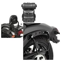 Set: Sissybar XS3 + Hecktasche LX passend für Kawasaki Vulcan S / Café 15-24 mit Gepäckträger Craftride + Satteltaschenhalter passend für Kawasaki Vulcan S / Café 15-24 links Satteltaschen Abstandshalter Craftride