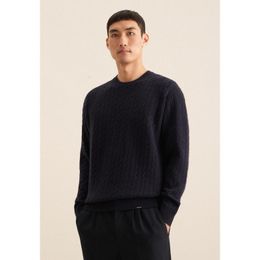 Seidensticker Strickpullover &raquo;Regular&laquo; Langarm Rundhals Zopfmuster navy L L Passform: Regular