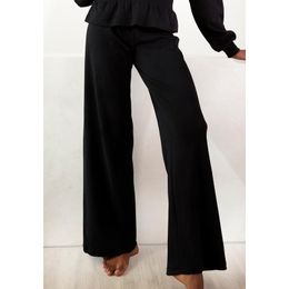Lascana Sweathose mit ausgestelltem Bein, Loungewear schwarz 36/38 - N-Gr N-Gr 36/38 Weite Hose mit elastischen Bund und weitem Bein