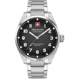 SWISS MILITARY HANOWA Quarzuhr »GREYHOUND, SMWGG0001503« Armbanduhr, Herrenuhr, Saphirglas, Swiss Made silberfarben Klassische Herrenarmbanduhr