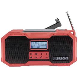 Albrecht DR 112 Outdoorradio DAB+, UKW Notfallradio, USB, Bluetooth® Akku-Ladefunktion, Handkurbel, Solarpanel, spritzwassergeschützt, stoßfest, Taschenlampe,