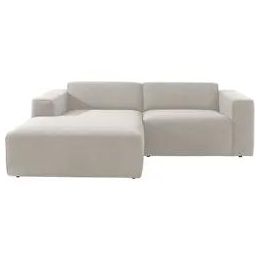 Ecksofa Andas "Noord" Sofas Gr. B/H/T: 234cm x 71cm x 161cm, Struktur, Recamiere links, beige (cream) mit Kedernaht, Breite 234 cm, Cord, Struktur, Webstoff