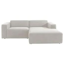 Ecksofa Andas "Noord" Sofas Gr. B/H/T: 234cm x 71cm x 161cm, Struktur, Recamiere rechts, beige (sand) mit Kedernaht, Breite 234 cm, Cord, Struktur, Webstoff