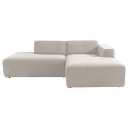 Ecksofa Andas "Noord" Sofas Gr. B/H/T: 227cm x 71cm x 161cm, Struktur, Recamiere rechts, beige (cream) mit Kedernaht, Breite 227 cm, Cord, Struktur