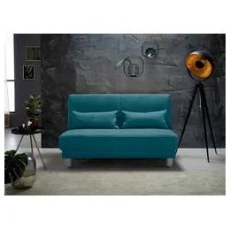 Schlafsofa Inosign "Gina" Sofas Gr. B/H/T: 140cm x 86cm x 195cm, Chenille, blau (türkis) mit einem Handgriff vom Sofa zum Bett