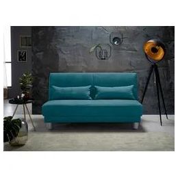 Schlafsofa Inosign "Gina" Sofas Gr. B/H/T: 160cm x 86cm x 195cm, Chenille, blau (türkis) mit einem Handgriff vom Sofa zum Bett