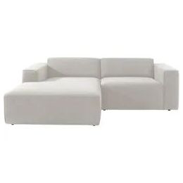 Ecksofa Andas "Noord" Sofas Gr. B/H/T: 234cm x 71cm x 161cm, Struktur, Recamiere links, beige (sand) mit Kedernaht, Breite 234 cm, Cord, Struktur, Webstoff