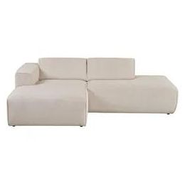 Ecksofa Andas "Noord" Sofas Gr. B/H/T: 227cm x 71cm x 161cm, Cord, Recamiere links, beige (cream) mit Kedernaht, Breite 227 cm, Cord, Struktur