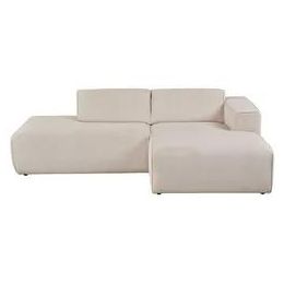 Ecksofa Andas "Noord" Sofas Gr. B/H/T: 227cm x 71cm x 161cm, Cord, Recamiere rechts, beige (cream) mit Kedernaht, Breite 227 cm, Cord, Struktur