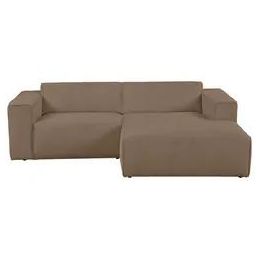 Ecksofa Andas "Noord" Sofas Gr. B/H/T: 234cm x 71cm x 161cm, Cord, Recamiere rechts, braun mit Kedernaht, Breite 234 cm, Cord, Struktur, Webstoff