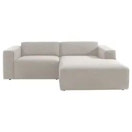 Ecksofa Andas "Noord" Sofas Gr. B/H/T: 234cm x 71cm x 161cm, Struktur, Recamiere rechts, beige (cream) mit Kedernaht, Breite 234 cm, Cord, Struktur, Webstoff