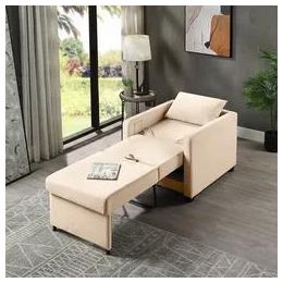 Relaxsessel ATLANTIC HOME COLLECTION "Jerry" Sessel Gr. Feinstruktur weich, Bettfunktion, B/H/T: 74cm x 89cm x 89cm, beige (creme) mit Bettfunktion, als Gästebett und inkl. Kissen