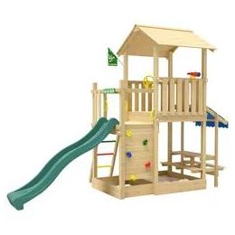 Spielturm Jungle Gym "Keep" Spieltürme grün (dunkelgrün) Kinder Spielanlage mit Mini Market und Rutsche Wasseranschluss