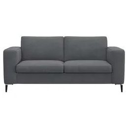 2-Sitzer FLEXLUX "Fiore" Sofas Gr. B/H/T: 164cm x 85cm x 92cm, Lederoptik, grau (elephant gre) breite Armlehnen, Kaltschaum, Füße Alu+schwarz