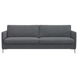 3-Sitzer FLEXLUX "Fiore, super Sitzkomfort durch Kaltschaum im Sitz" Sofas Gr. B/H/T: 214cm x 85cm x 92cm, Lederoptik, grau (elephant gre) schmale Armlehnen, Füße Alu