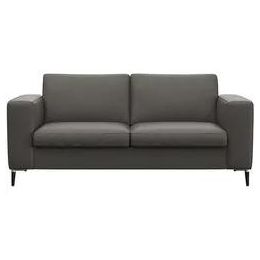 2-Sitzer FLEXLUX "Fiore" Sofas Gr. B/H/T: 164cm x 85cm x 92cm, Echtleder, grau (warm mineral) breite Armlehnen, Kaltschaum, Füße Alu+schwarz