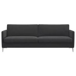 3-Sitzer FLEXLUX "Fiore, super Sitzkomfort durch Kaltschaum im Sitz" Sofas Gr. B/H/T: 214cm x 85cm x 92cm, Lederoptik, grau (shark grau) schmale Armlehnen, Füße Alu