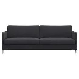 3-Sitzer FLEXLUX "Fiore, super Sitzkomfort durch Kaltschaum im Sitz" Sofas Gr. B/H/T: 214cm x 85cm x 92cm, Lederoptik, schwarz (gorilla blac) schmale Armlehnen, Füße Alu