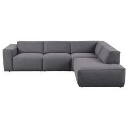 Ecksofa Andas "Noord" Sofas Gr. B/H/T: 282cm x 71cm x 222cm, Webstoff, Ottomane rechts, grau (anthrazit) mit Kedernaht, in einem Soft-Touch Bezug