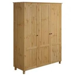 Kleiderschrank Home Affaire "Juventus, Drehtürenschrank, Schrank", beige (natur), B:143cm H:180cm T:51cm, Massivholz, Schränke, mit 3 Türen, 143 cm breit, aus massiver Kiefer, FSC-zertifiziert