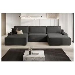 Wohnlandschaft Trendmanufaktur "Challenge, Schlafsofa mit Bettkasten, Couch in U-Form, Breite 333 cm" Sofas Gr. B/H/T: 333cm x 98cm x 168cm, Microfaser, mit Schlaffunktion und Bettkasten, schwarz XXL Sofa mit Bettkasten & Schlaffunktion, auch in trendigem Cordstoff