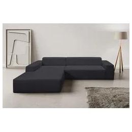 Ecksofa Inosign "Zeus-XL" Sofas Gr. B/H/T: 311cm x 70cm x 210cm, Chenille, Ottomane links, Ottomane links, grau (anthrazit) Curvy Trend Garnitur mit urbaner Optik