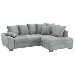 Ecksofa Inosign "Nikita II, L-Form" Sofas Gr. B/H/T: 243cm x 88cm x 190cm, Velours, Ottomane rechts, Ausführung, silberfarben (dolce 14 silber) mit Kaltschaumpolsterung, wahlweise Bett und Bettkasten