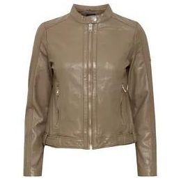 Lederjacke oxmo "Lederjacke OXDenise" Gr. 42, beige (fossil) Damen Jacken