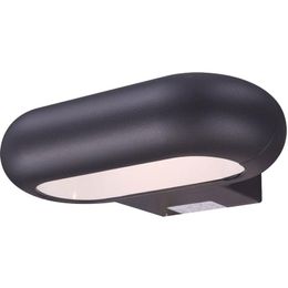 Wandleuchte Außenlampe Fassadenleuchte led Haustürlampe, abwärts leuchtend, Aluminium grau, BxH 22x5,6 cm, Globo 34180